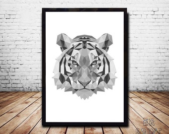 Geometric Tiger Art - Etsy