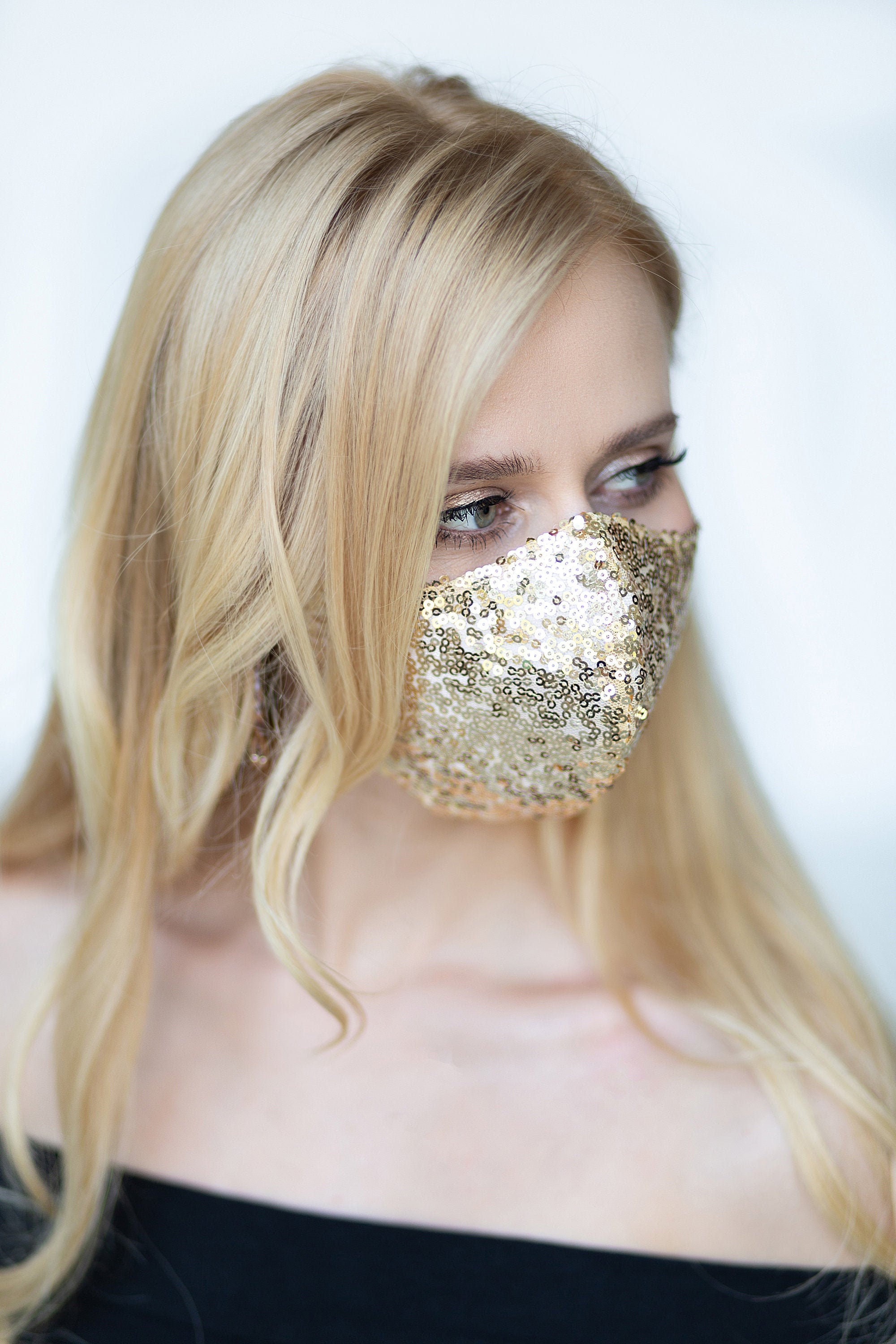 Sequin Face Mask Gold Mask Special Occasion Face Mask | Etsy