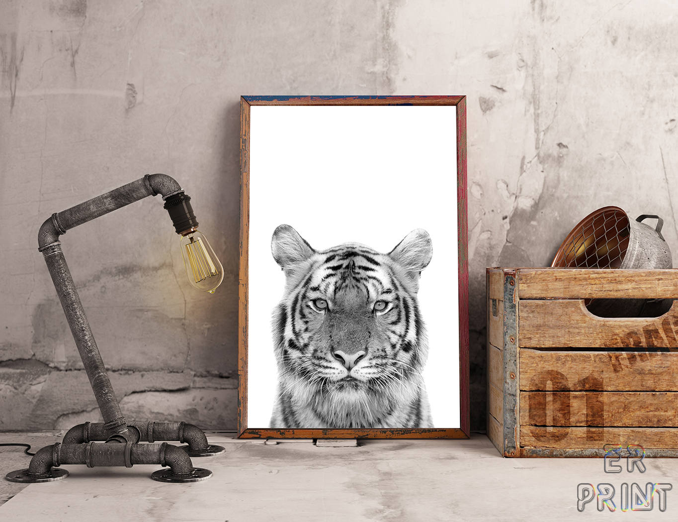 Tiger Print Tiger Black White Safari Prints African Animal | Etsy