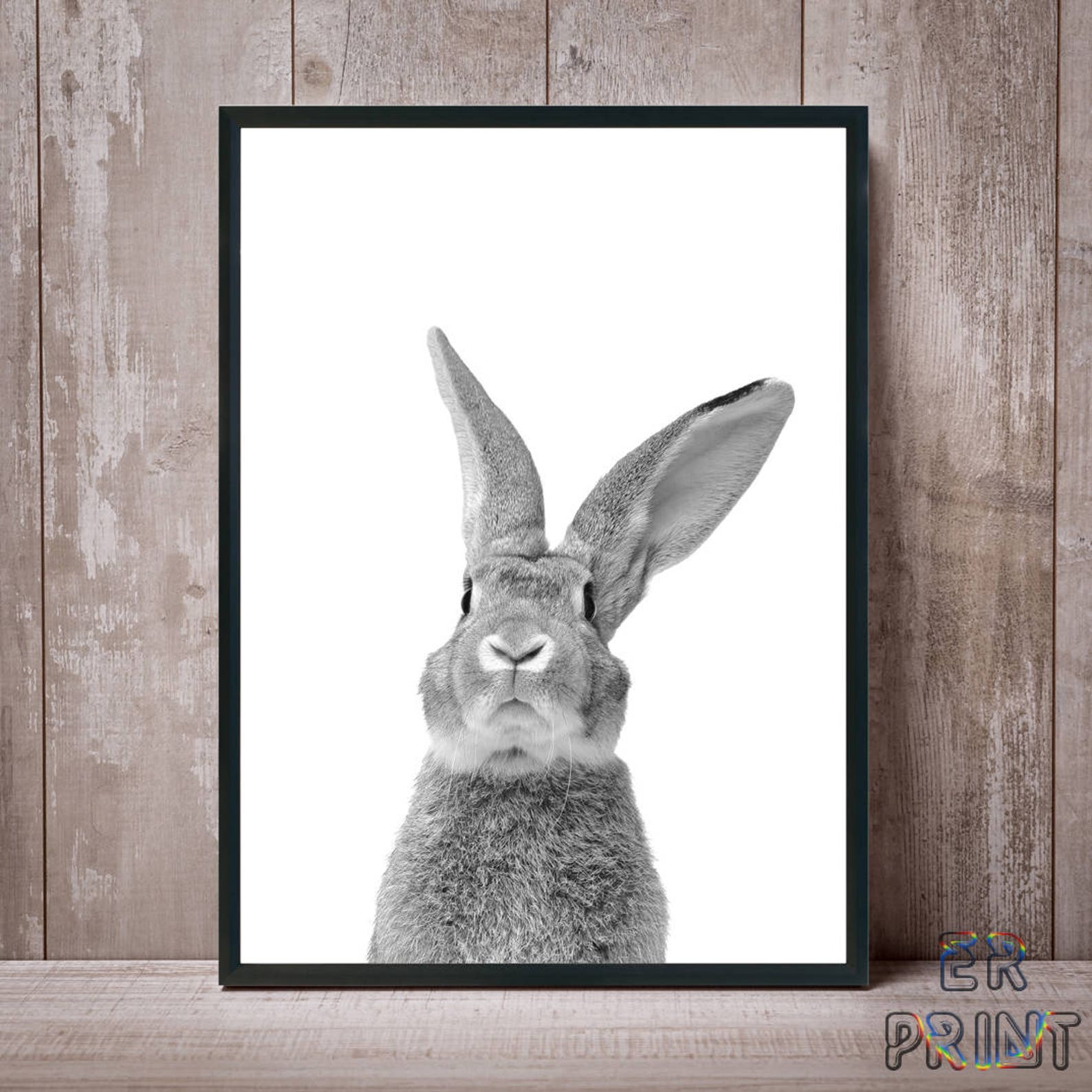 Rabbit Print Rabbit Wall Art Nursery Wall Art Woodland - Etsy