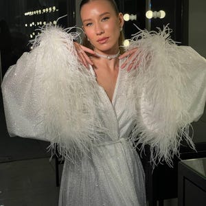 Luxurious Sparkle Long Boudoir Robe - Perfect for the Bride's Morning ...