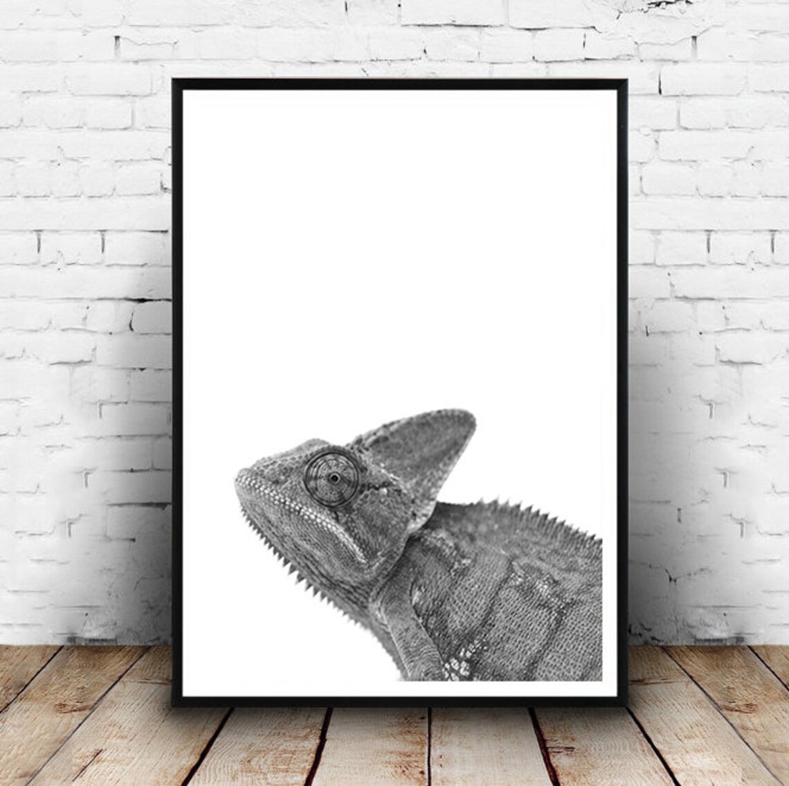 Chameleon Print Chameleon Art Exotic Wall Decor Black and - Etsy