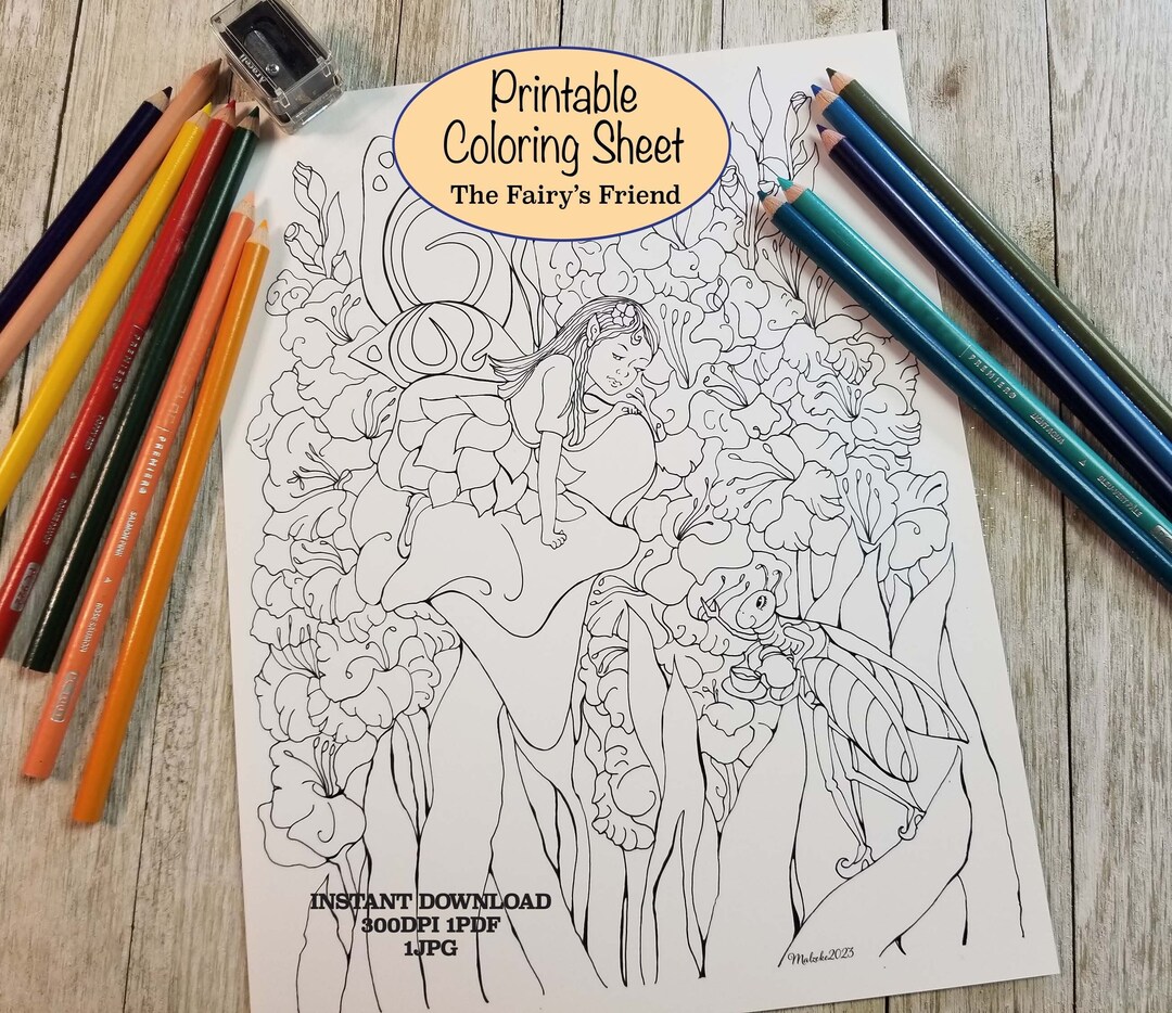 Nature Fairy Coloring Book Page, Digital Printable Download Page - Etsy