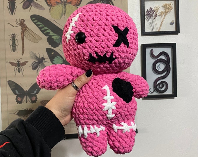 Cute Spooky Goth Emo Crochet Knit Voodoo Doll Amigurumi Stuffed Animal ...
