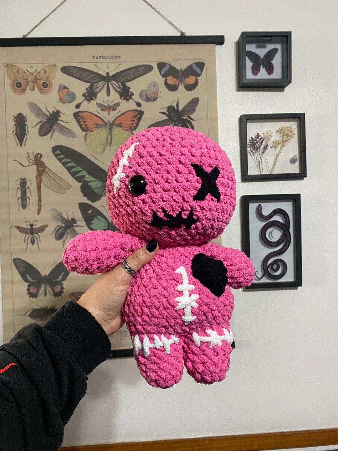 Cute Spooky Goth Emo Crochet Knit Voodoo Doll Amigurumi Stuffed Animal ...