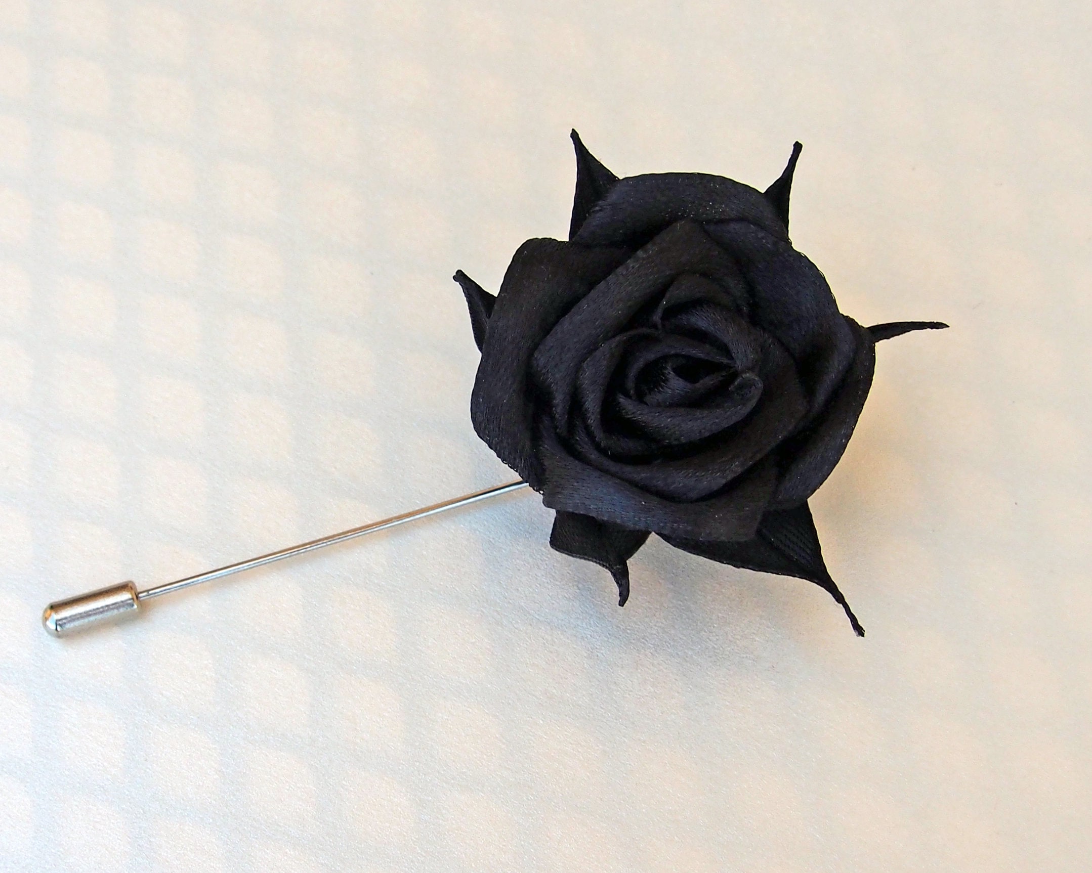 Black lapel pin / Black rose lapel pin / Black boutonniere | Etsy