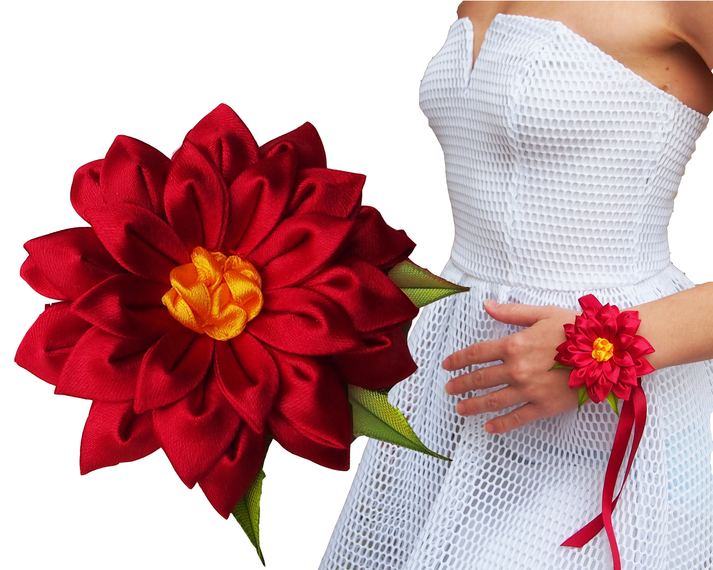 Red Corsage / Red Prom Corsage / Silk Wrist Corsage / Red - Etsy