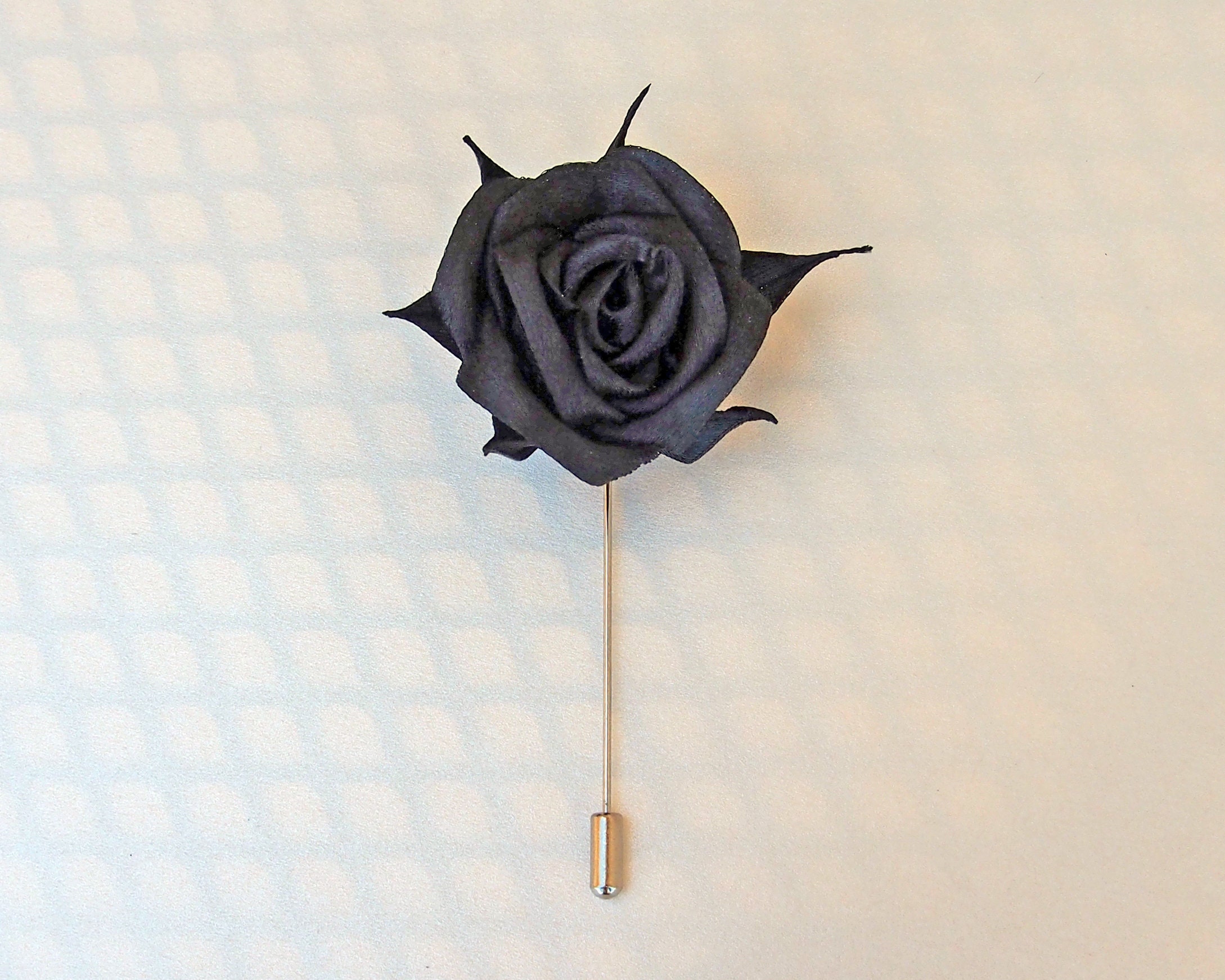 Black Lapel Pin / Black Rose Lapel Pin / Black Boutonniere Men - Etsy