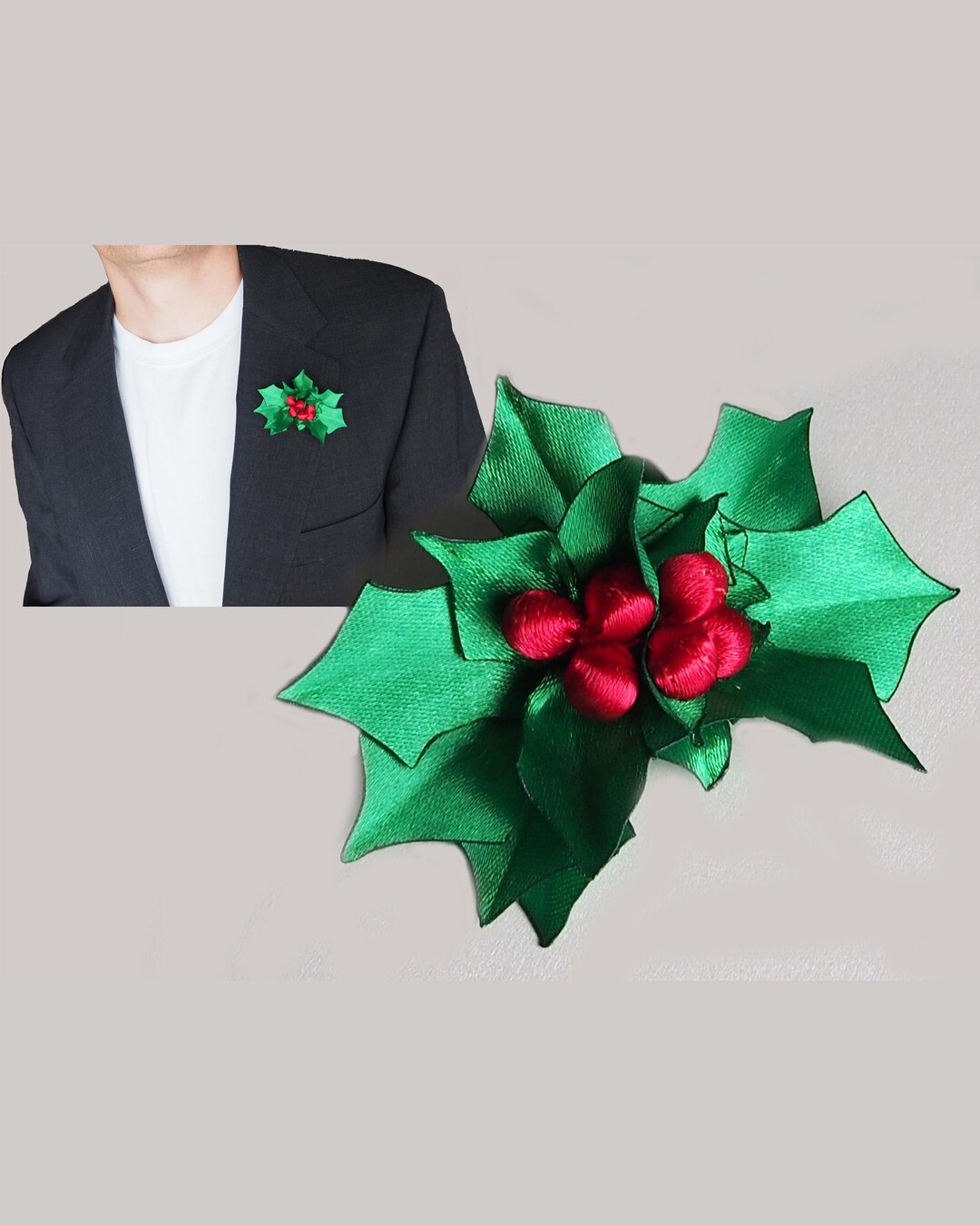 Holly Berry Lapel Pin / Christmas Pin - Etsy
