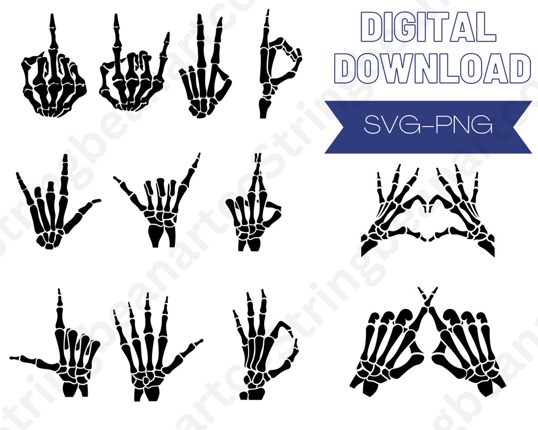 Skeleton Hands Digital Download SVG-PNG for Cricut, Wood-burning, and ...