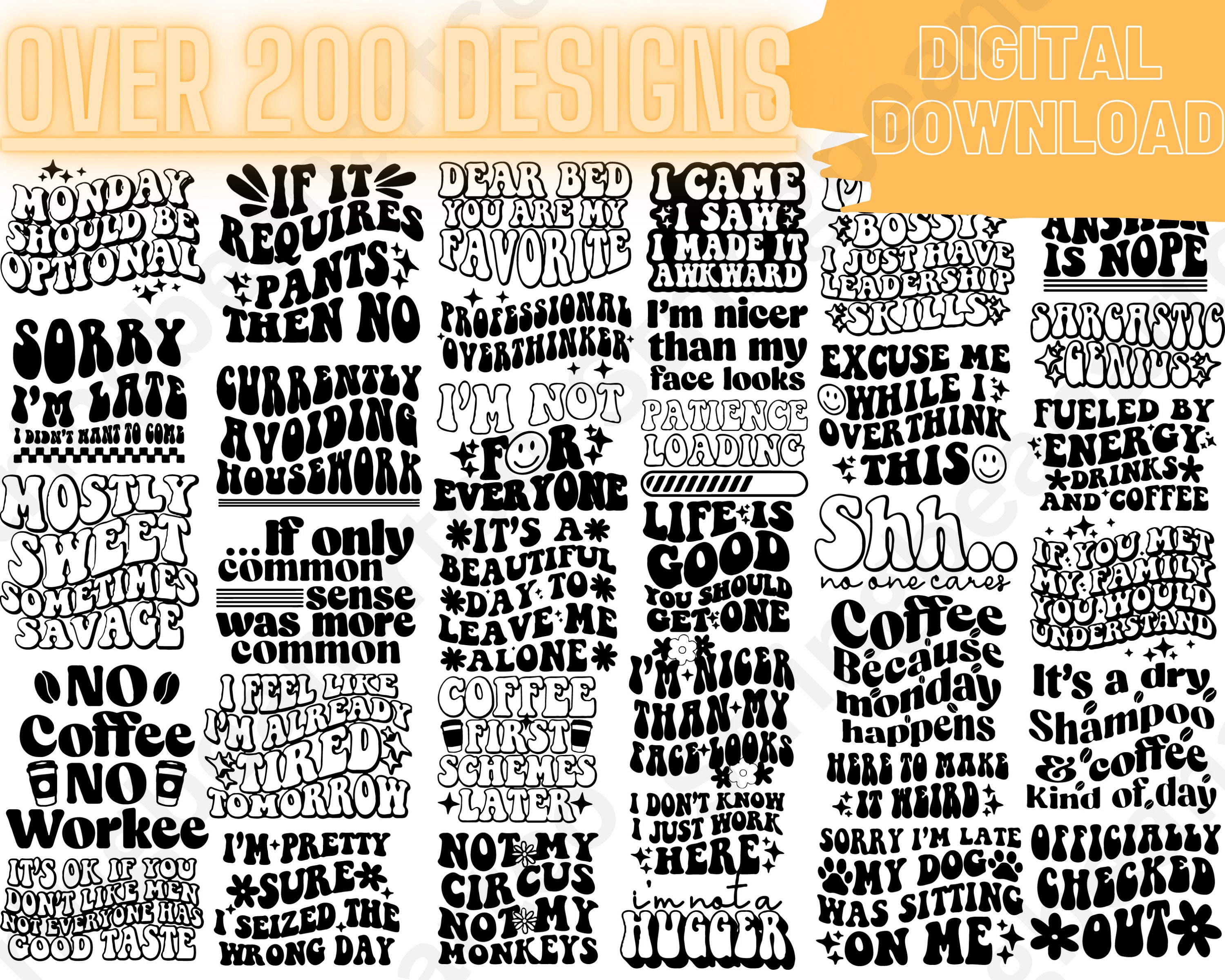 Huge Mega Groovy Bundle Png Digital Download for Cricut, Wood Burning ...