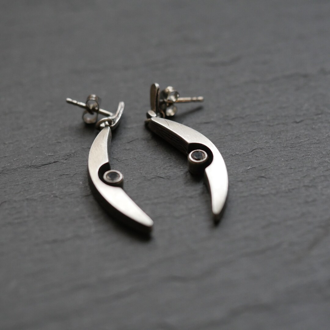 Ninex Korut Oy, Vintage Modernist Sterling Silver Earrings With Rock ...
