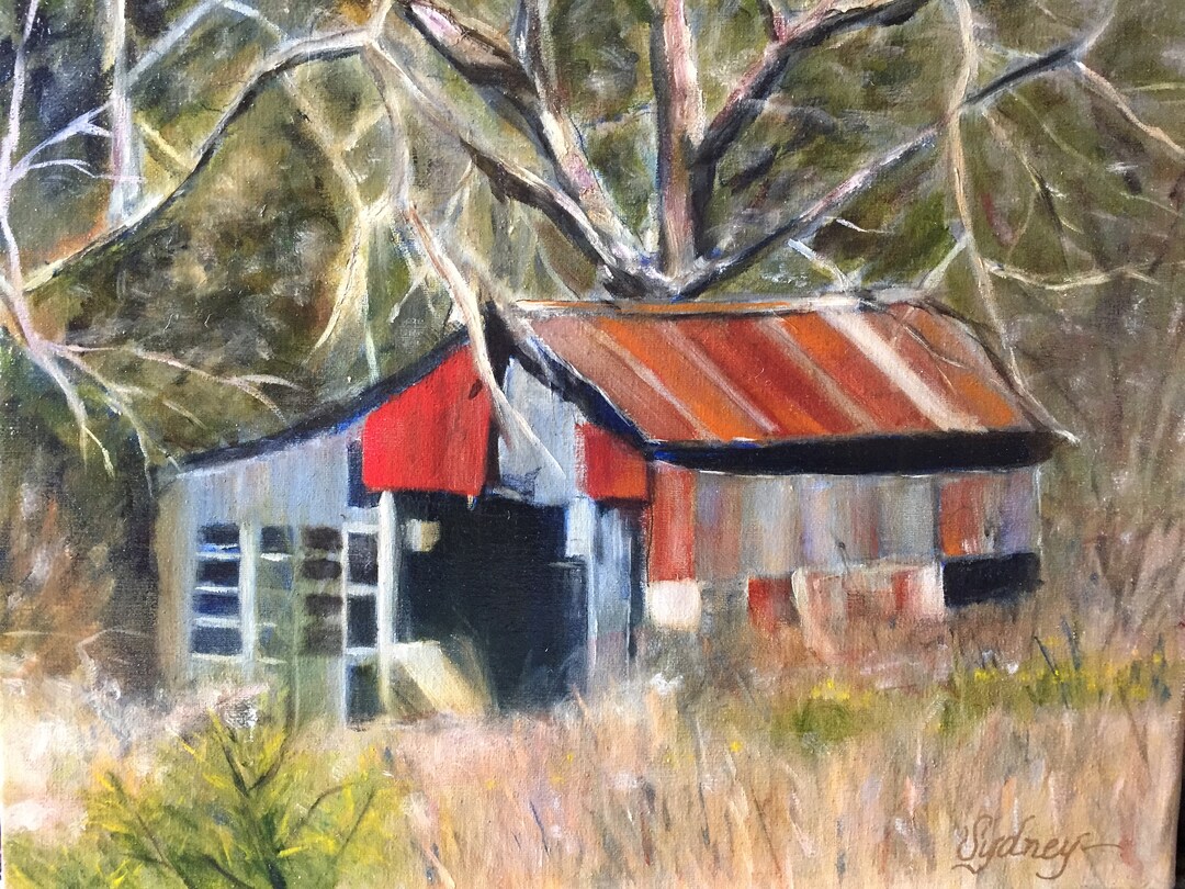 Rustic Barn Landscape Fine Art Original Signed Oil Painting on Board ...