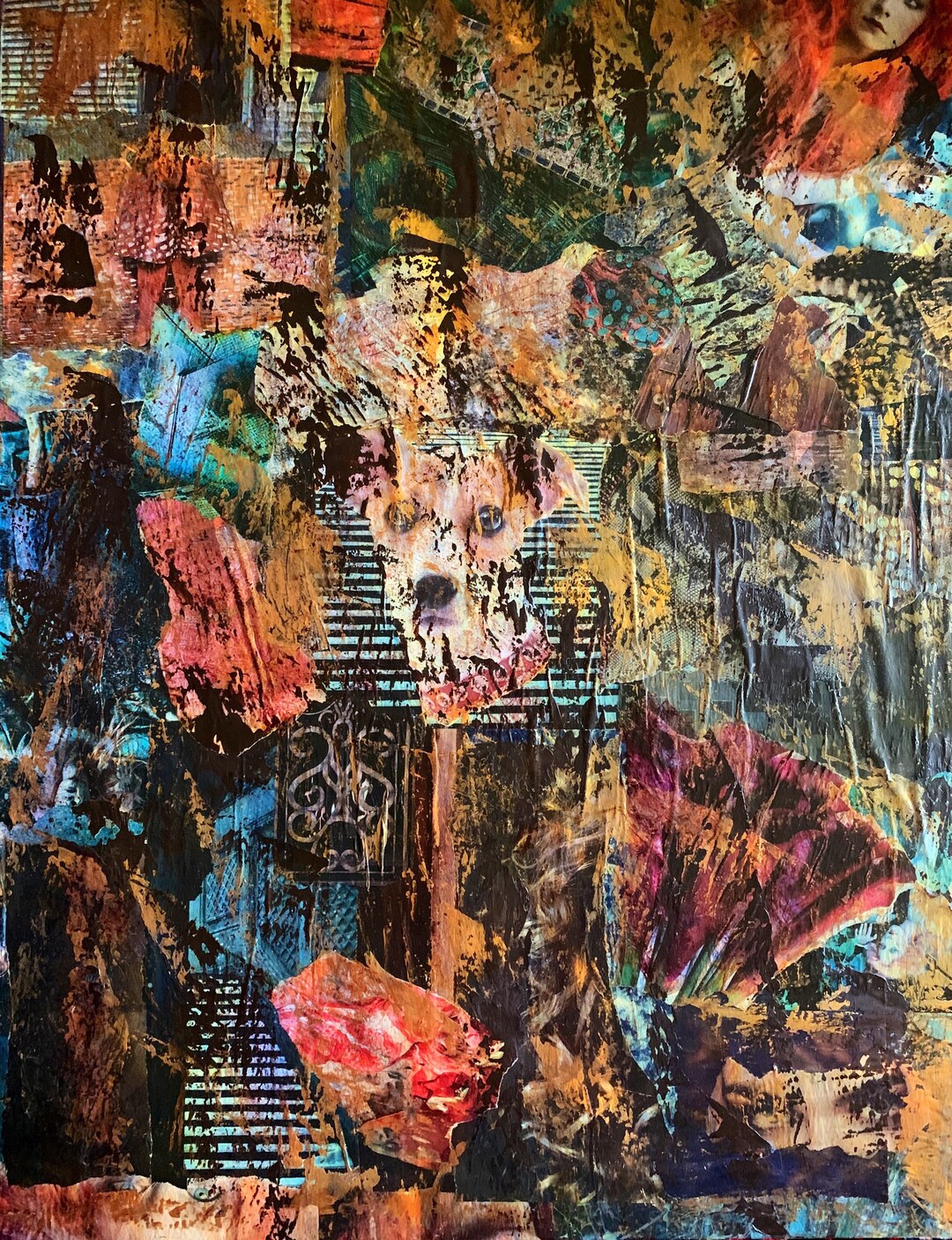 Abstract Collaged Mixed Media Original Oil Painting High - Etsy