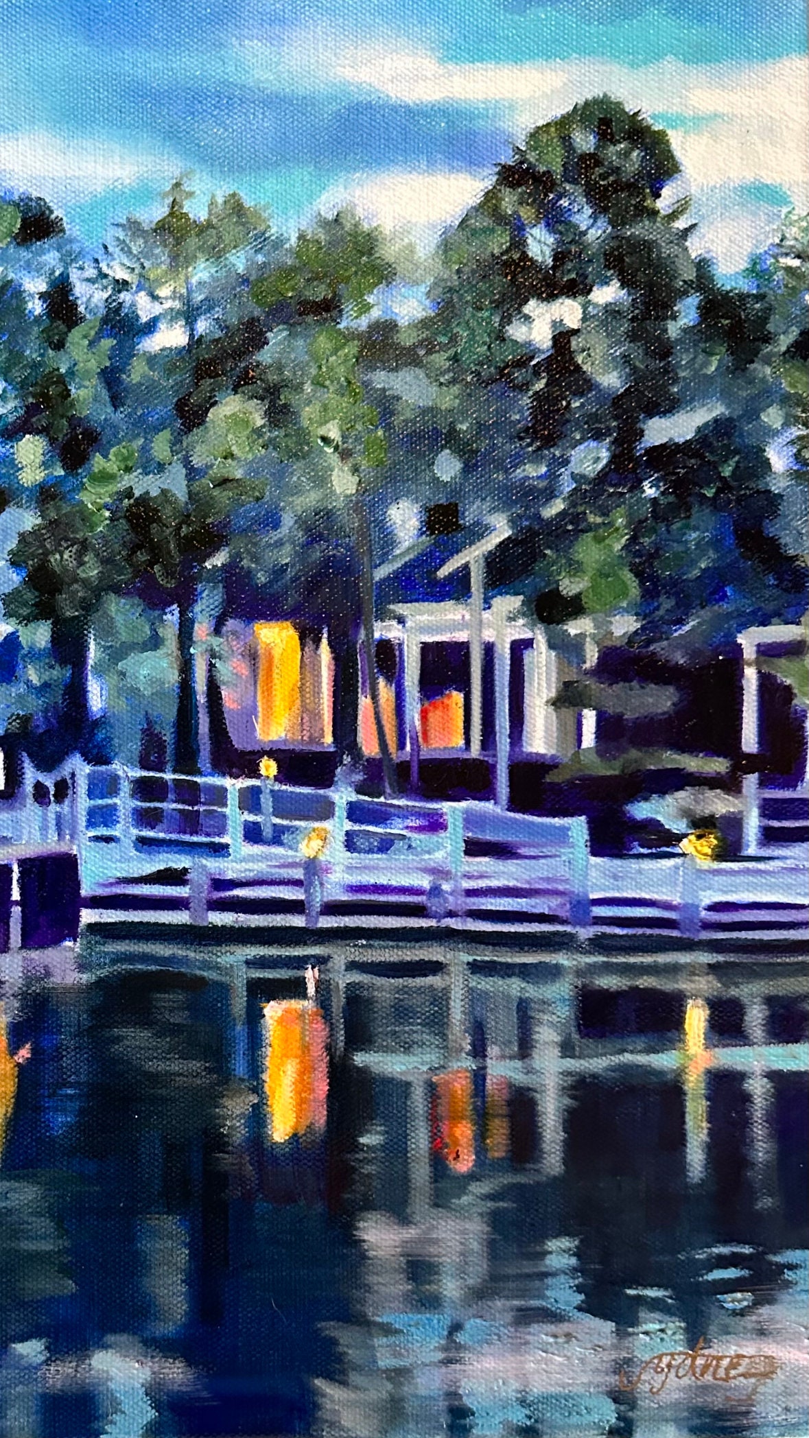 Tropical Beach Dock Landscape Original Oil Painting on Linen Canvas ...