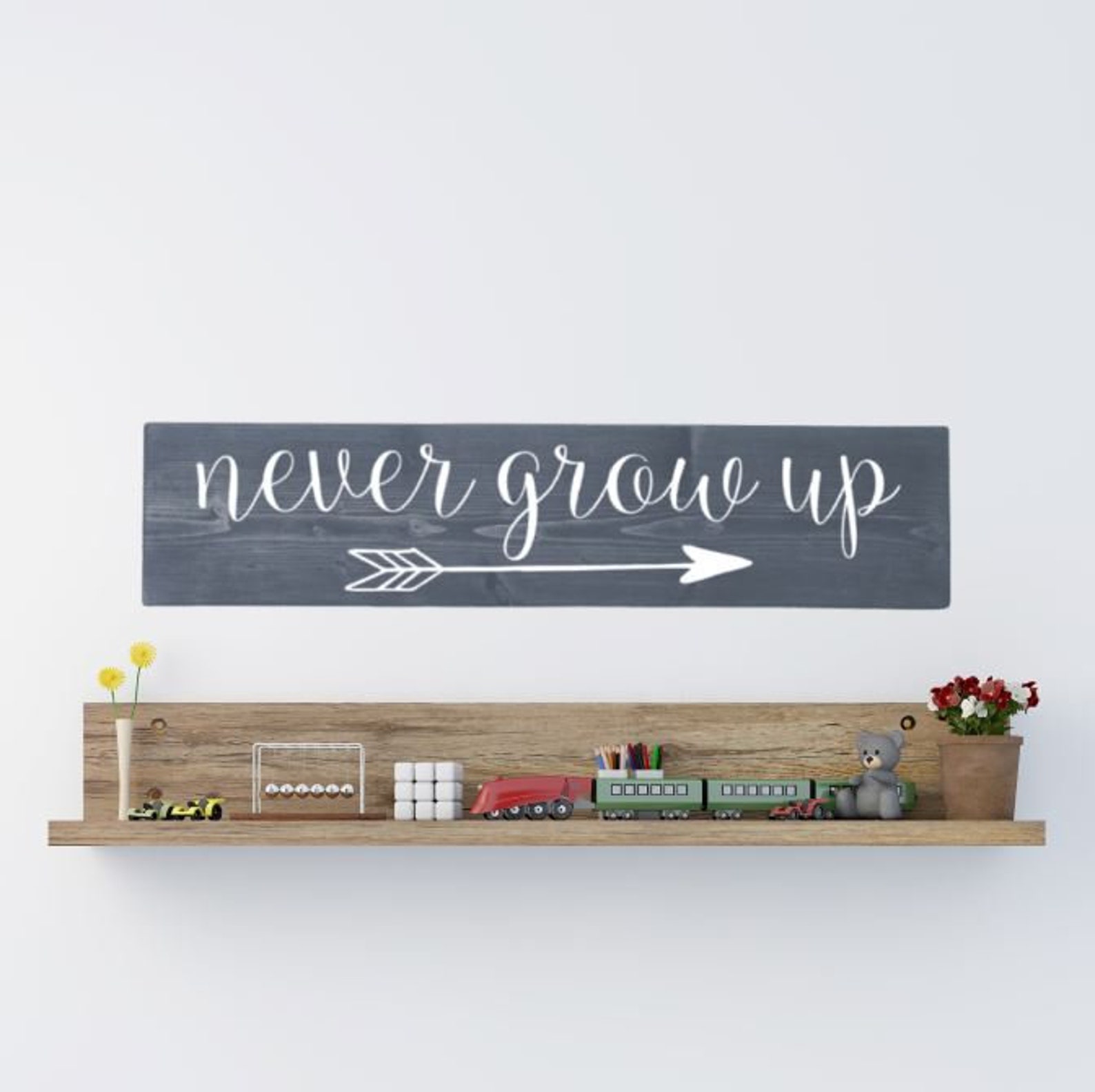 Playroom Sign Never Grow Up Arrow Wall Decor Kids Room | Etsy