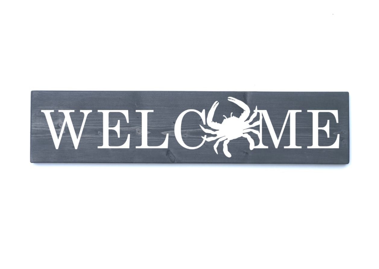 Welcome Sign With Crab Nautical Decor Farmhouse Decor - Etsy