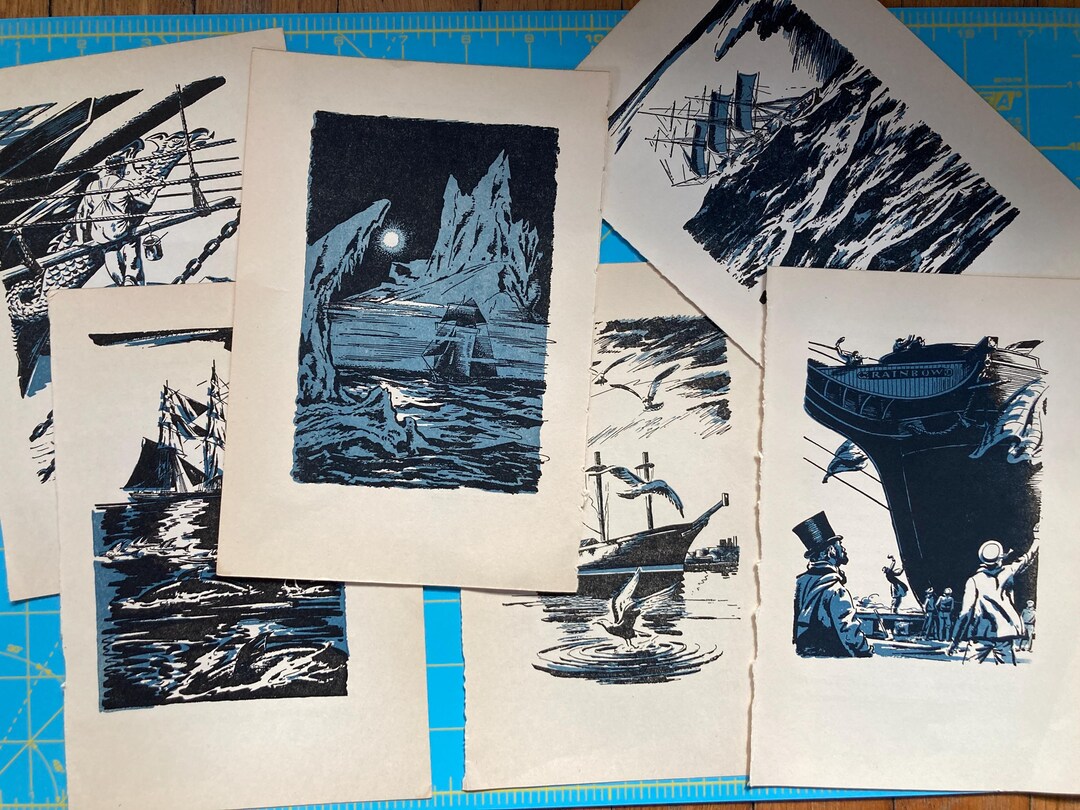 V3- 1950's American Clipper Ship Illustrations-set of 6 Prints - Etsy