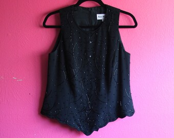 Black beaded top | Etsy