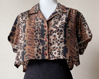 80s Leopard Print Crop Top - Etsy