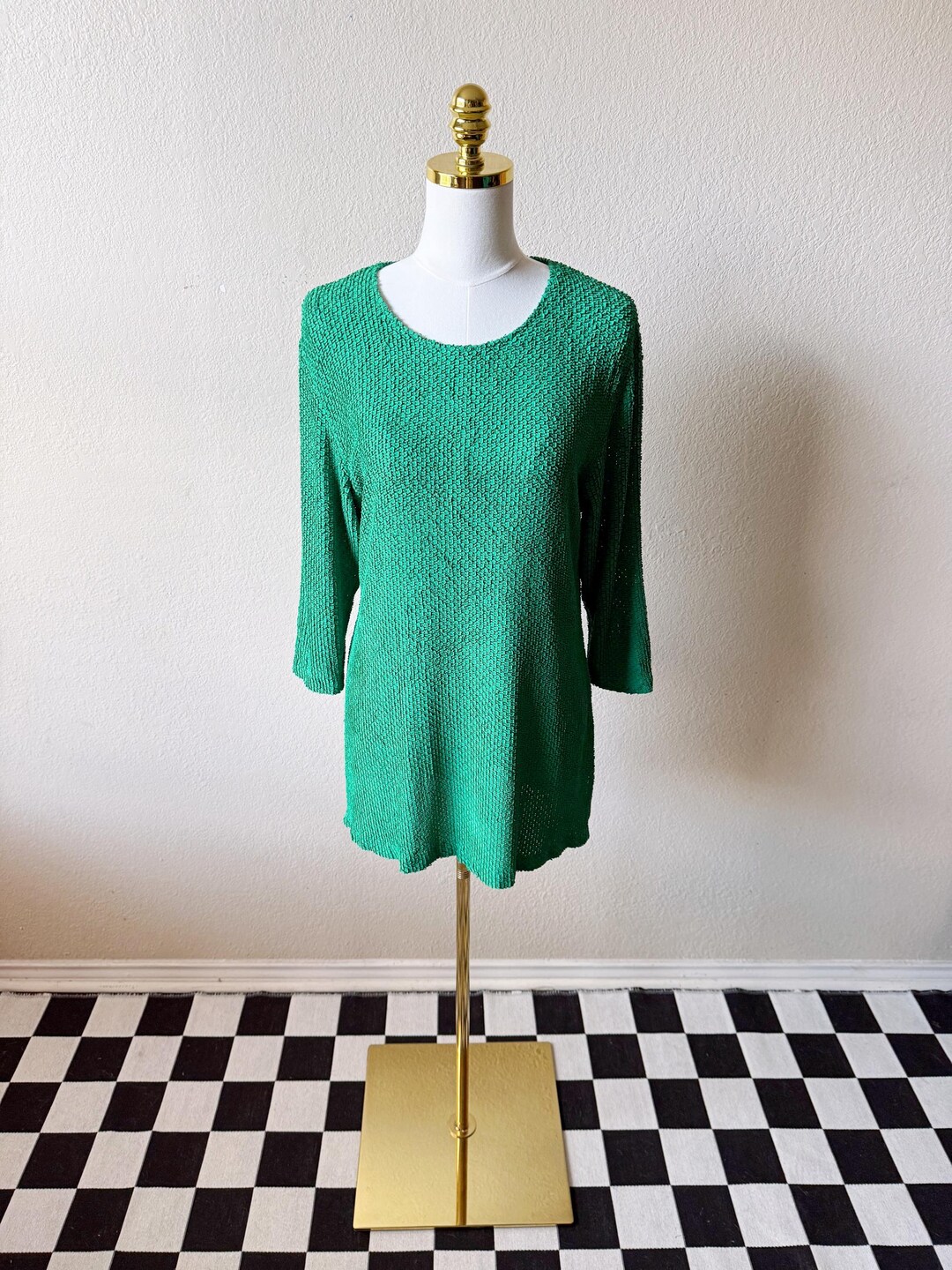 Vintage 90s Sharade of California Solid Green Textured Tunic Shirt - Etsy
