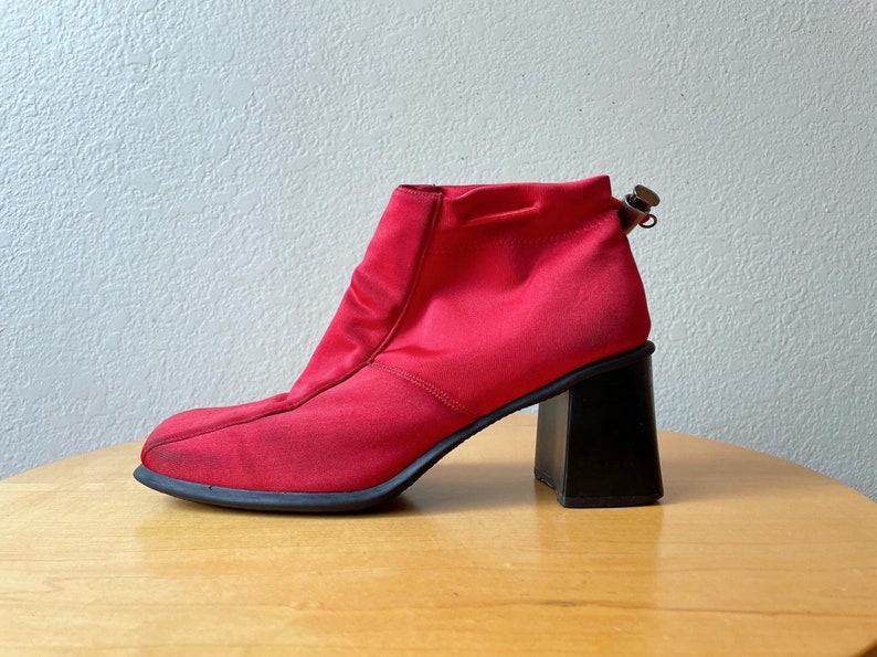Vintage 90s/y2k Wild Rose Bright Red and Black Drawstring Chunky Heel ...