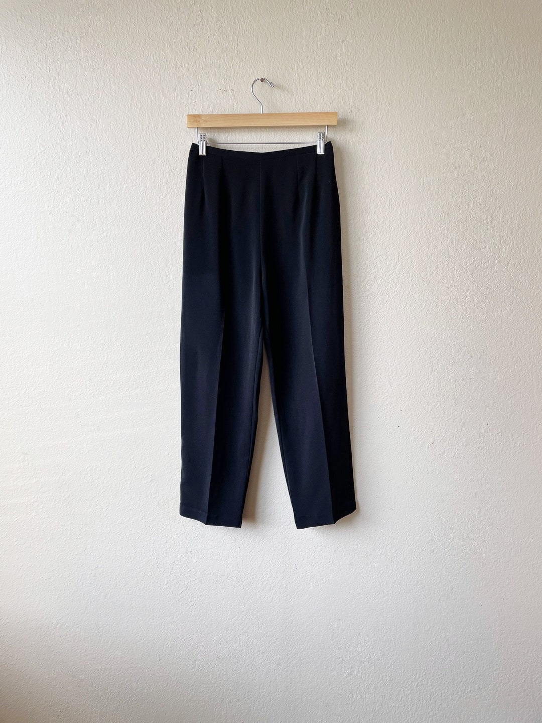 Vintage 80s/90s Black Front Pleat Straight Leg Trouser Pants - Etsy