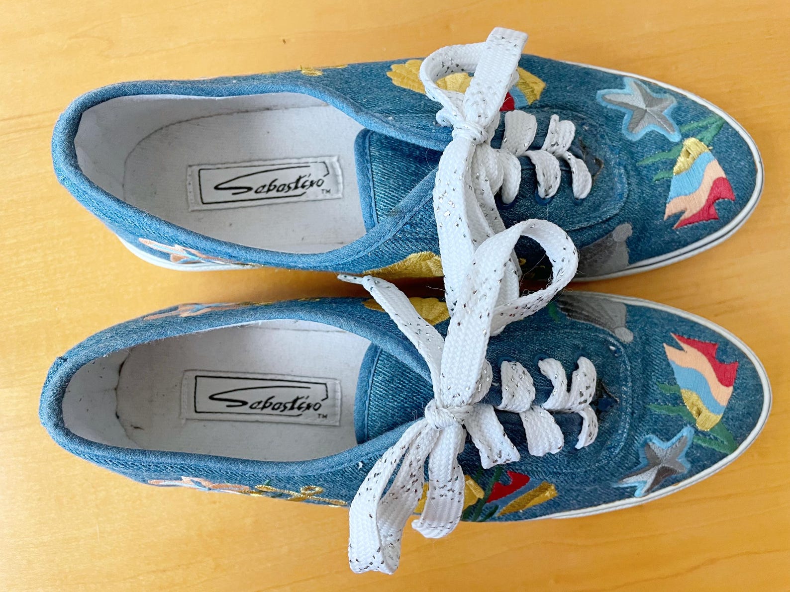Vintage 90s/y2k Sebastino Denim Embroidered Multicolor Sea Creatures ...