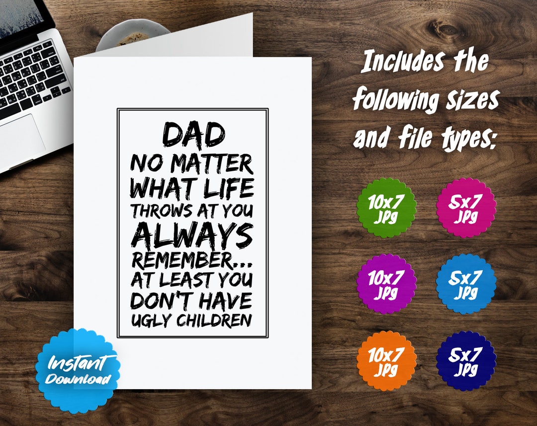 Fathers Day Card- Digital Download- INSTANTLY AVAILABLE- Dad Card ...