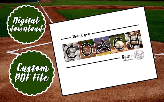 Thank You Coach BASEBALL 8x10 Digital Print | Etsy
