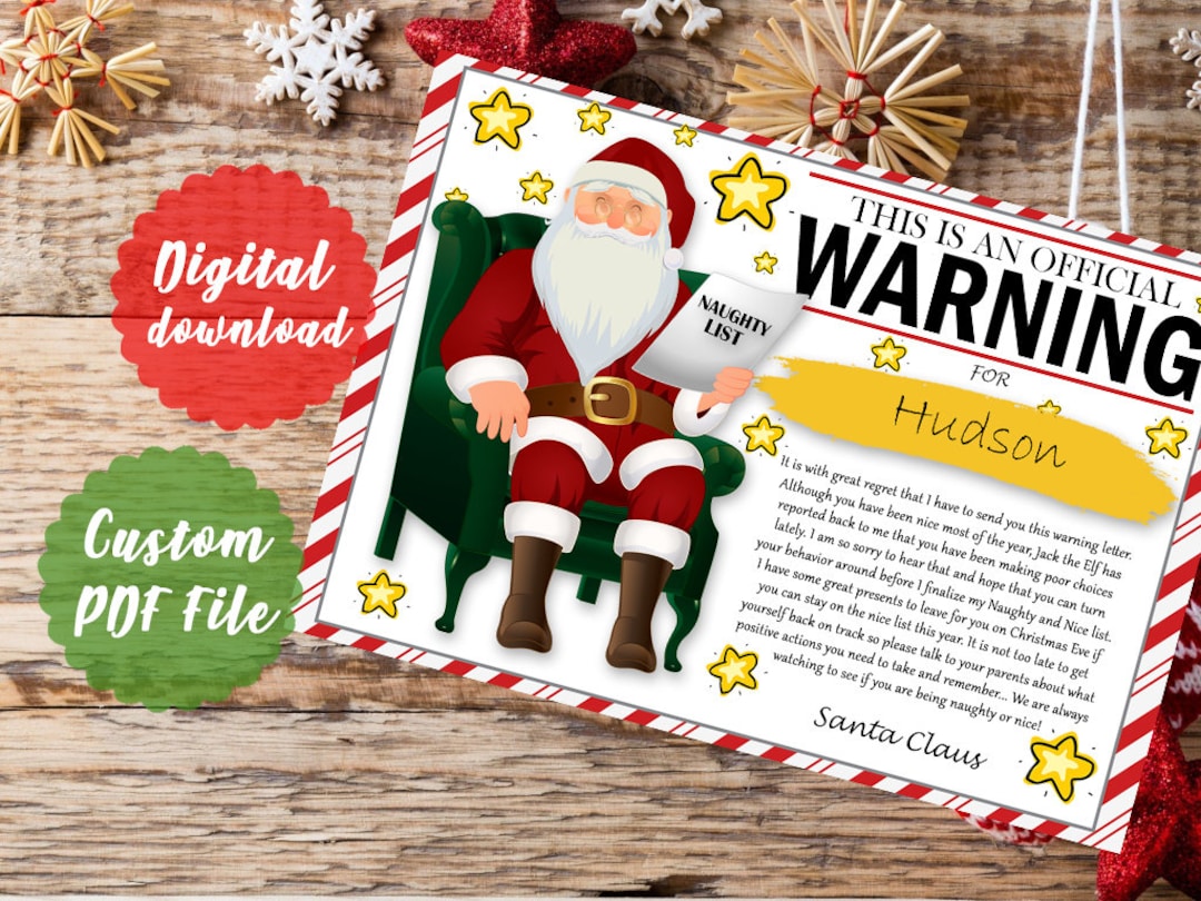 Santa Warning Letter DIGITAL CUSTOMIZABLE - Etsy
