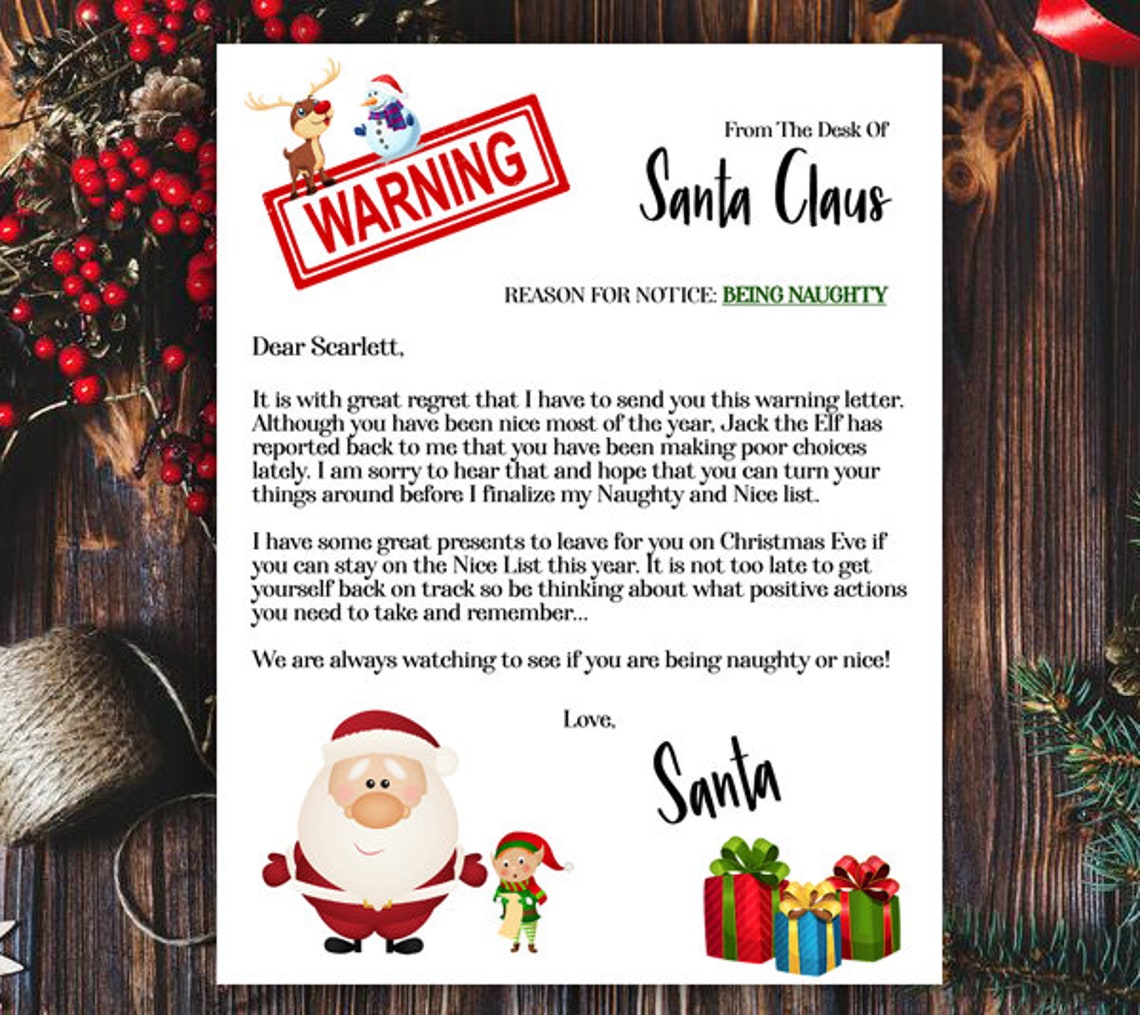 Santa WARNING Letter Personalized Naughty Christmas Letter From ...
