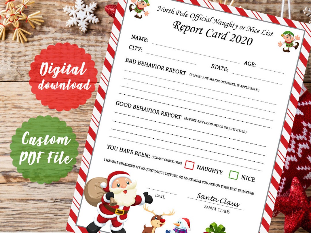 Santa Naughty Nice List Printable PDF Immediate Download - Etsy Australia