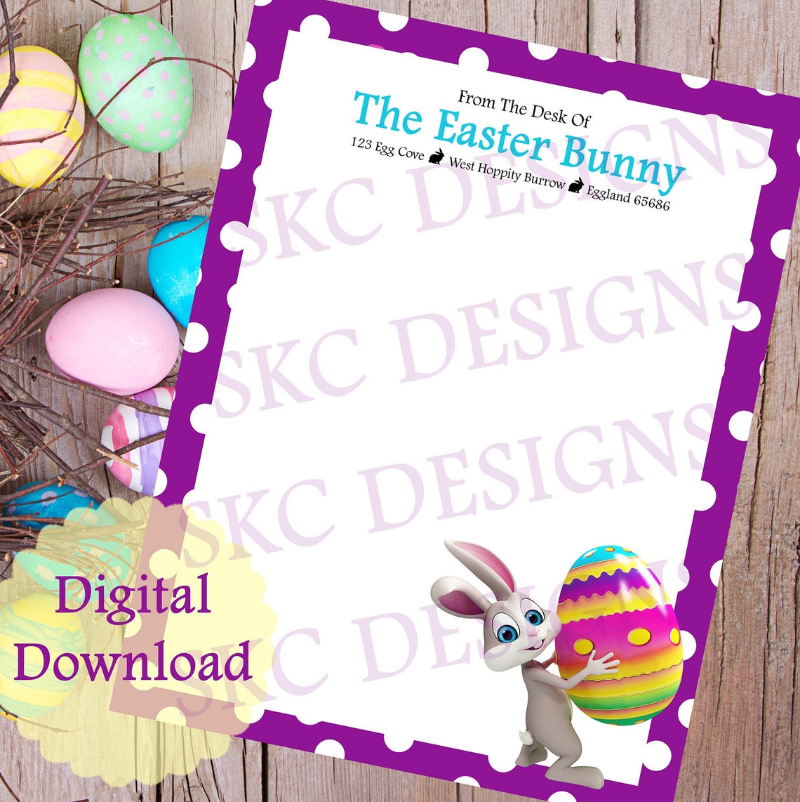 Easter Bunny Letterhead* PRINTABLE** IMMEDIATE DOWNLOAD - Etsy
