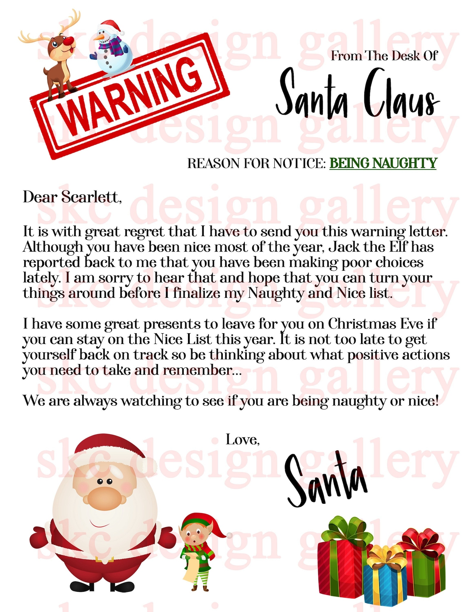 Santa WARNING Letter Personalized Naughty Christmas Letter From ...