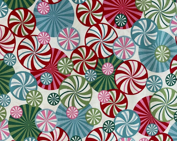 Christmas Peppermint Candy Fabric: Holiday Cotton Material - Etsy