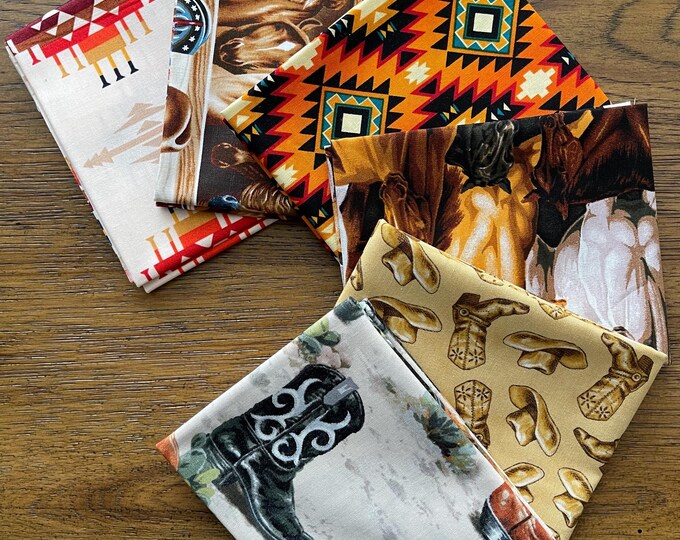 Western Cowboy Fabric Bundle | Horses, Boots Southwest Prints ...
