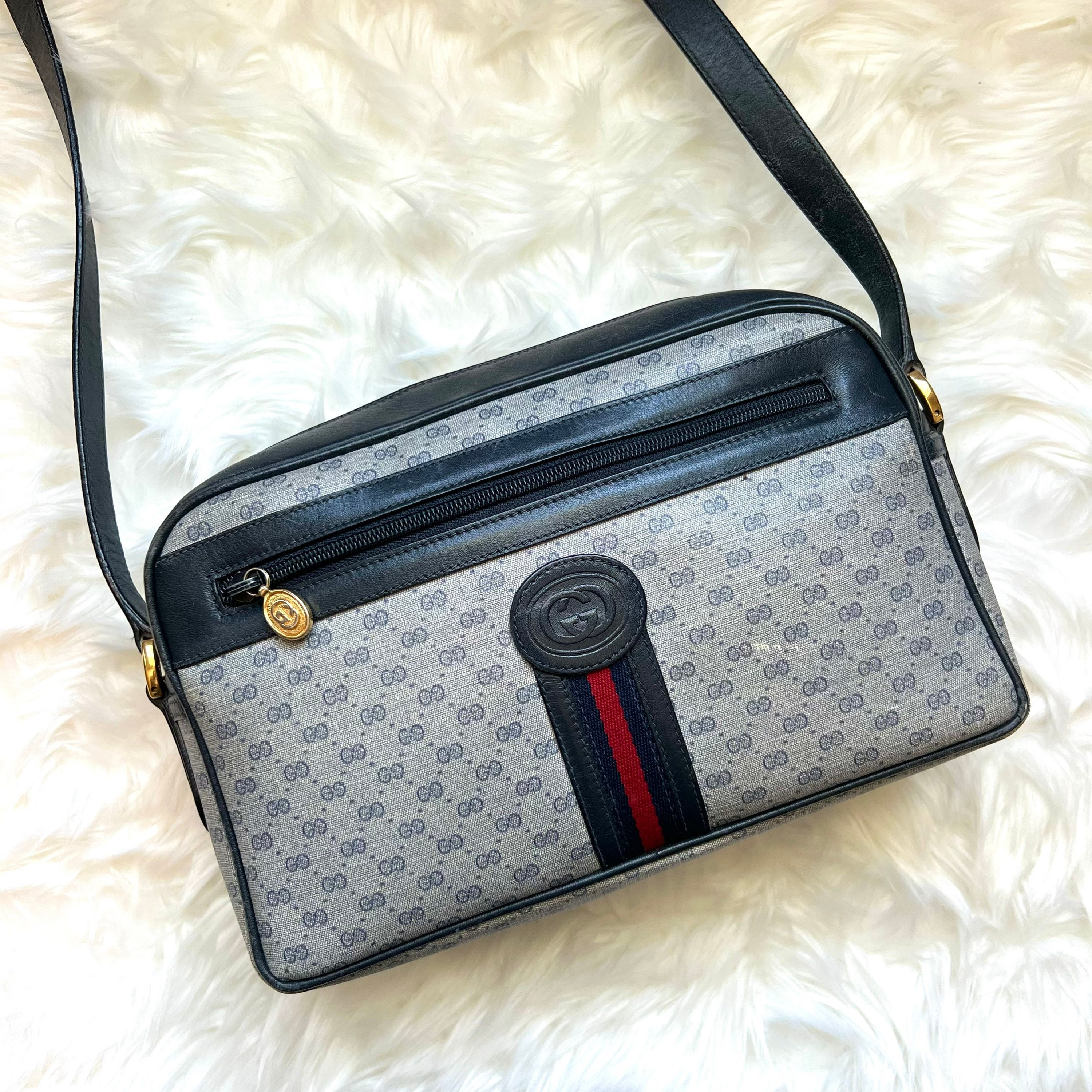 GUCCI Blue GG Monogram Web Crossbody Bag - Etsy