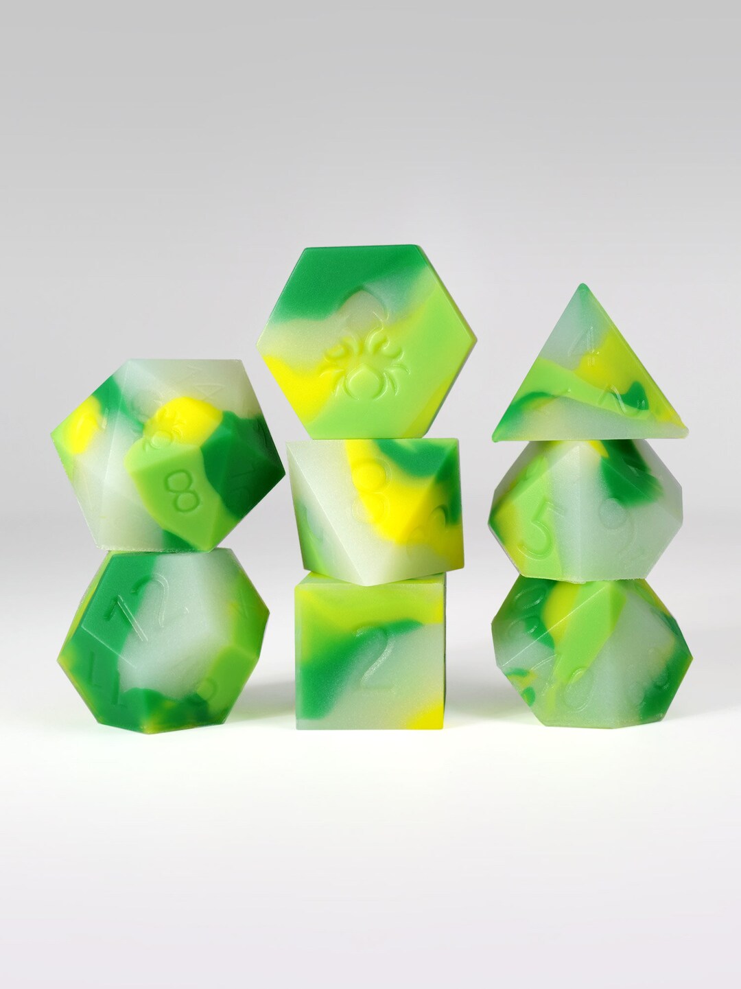 Green/yellow Glow in the Dark Silicone 8PC Dice Set RPG Dice D&D Dice ...