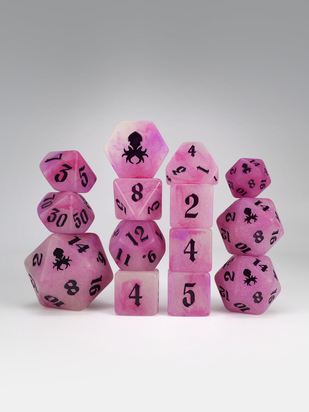 Nerium 14pc Glow in the Dark Dice Set With Dark Purple Ink | Resin Dice ...