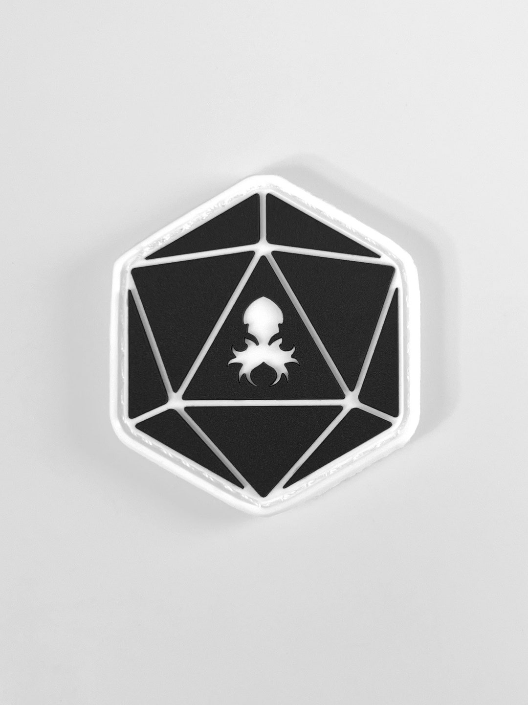 Black D20 PVC Patch With Velcro Backing D20 Patch Tabletop Gamer Velcro ...