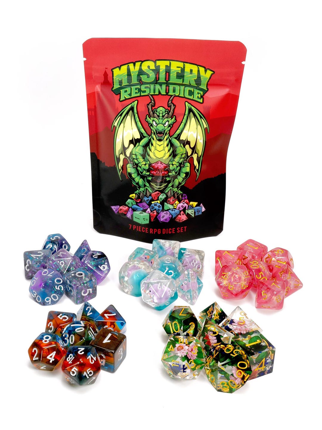 Mystery Dice Set Resin 7pc | Mystery Resin Dice Sets for Dnd | Over 100 ...