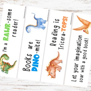 Printable Dinosaur Bookmarks for Kids - Etsy