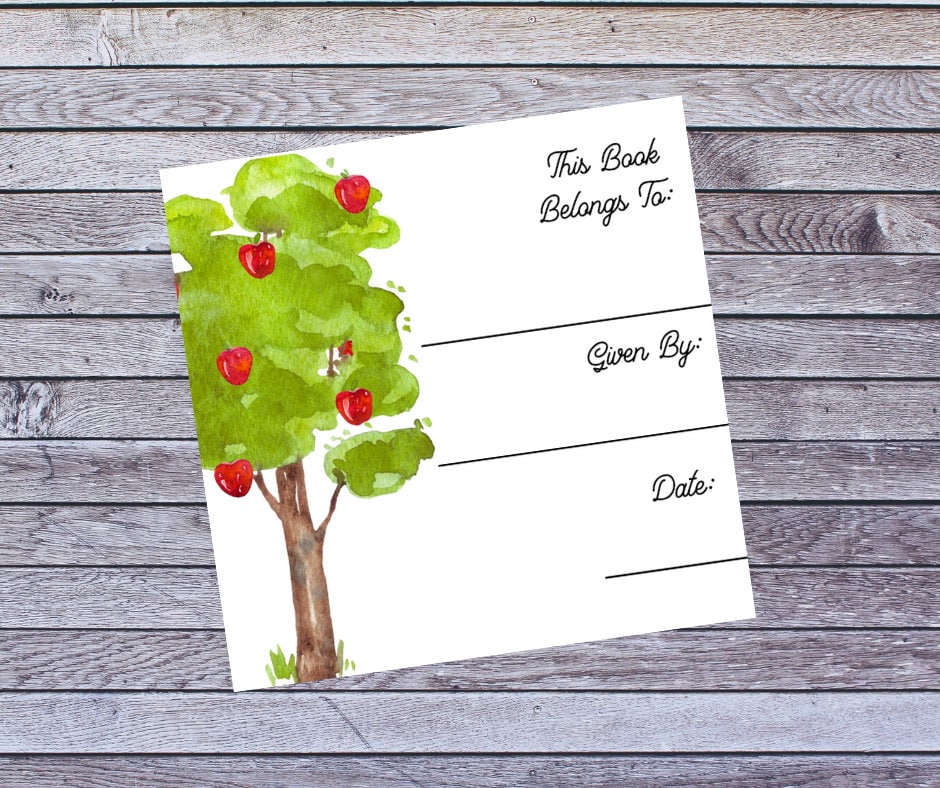Apple Tree Printable Book Plate - Etsy
