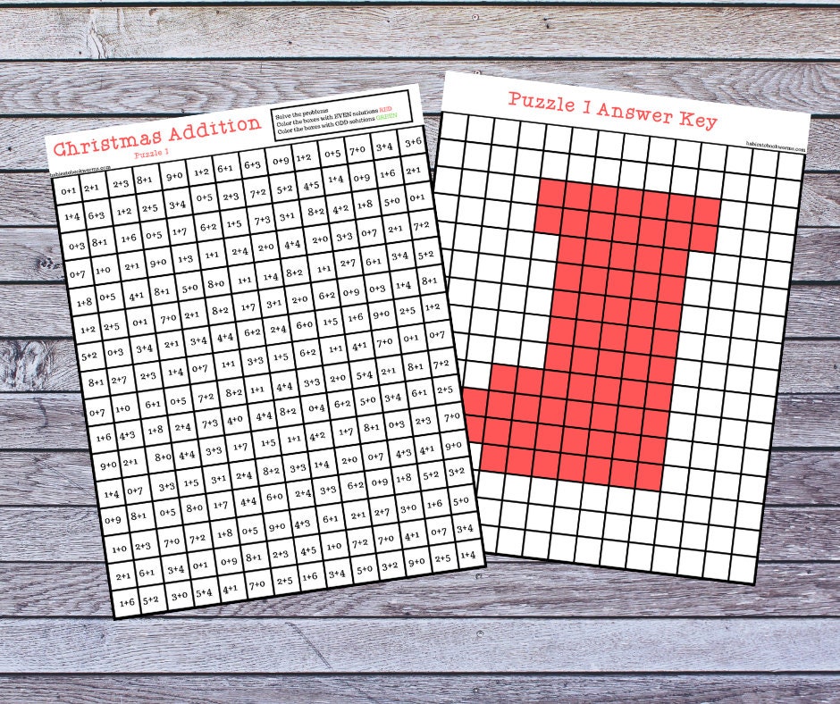 Printable Christmas Addition Puzzles - Etsy