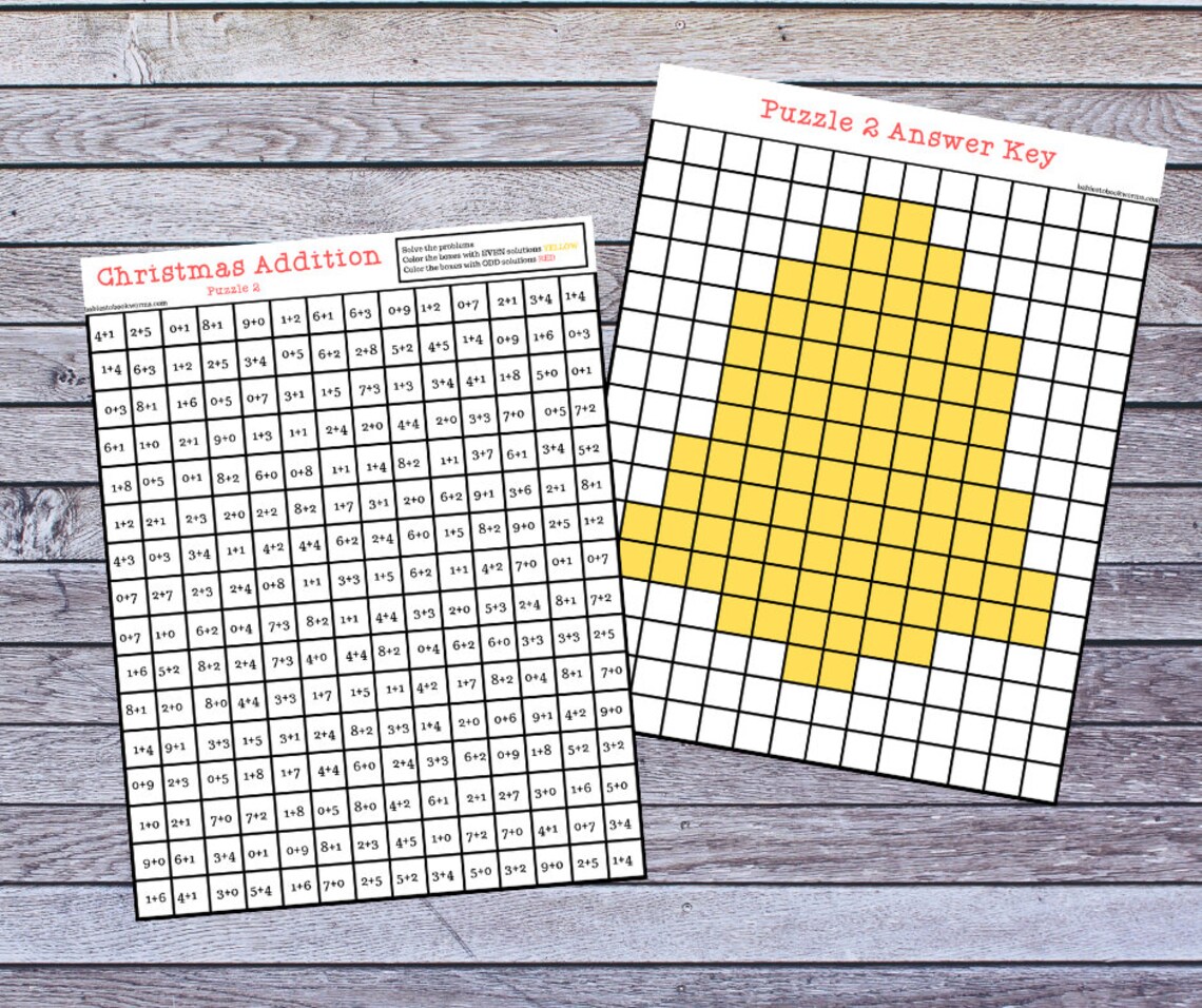 Printable Christmas Addition Puzzles - Etsy