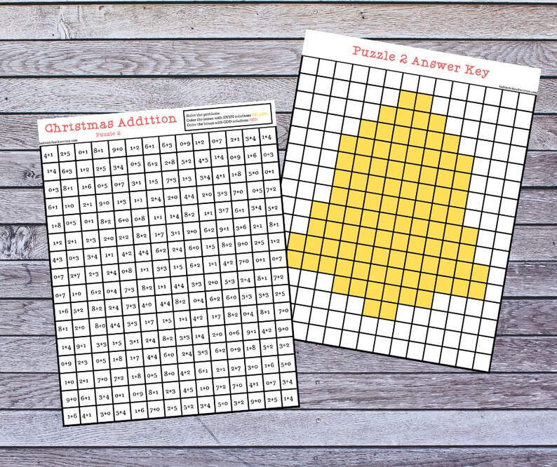 Printable Christmas Addition Puzzles - Etsy