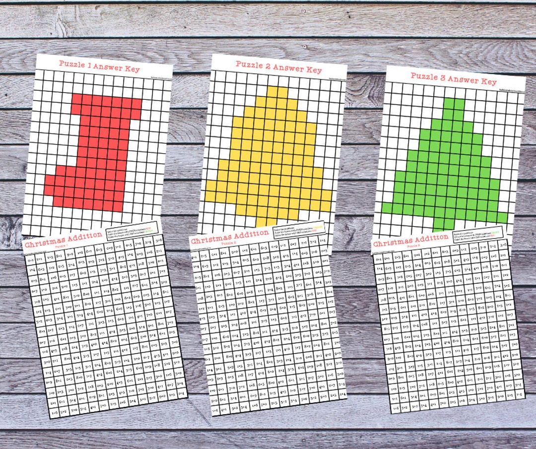 Printable Christmas Addition Puzzles - Etsy