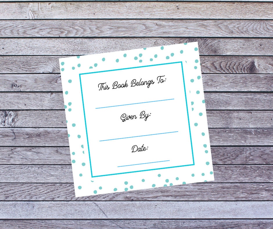 Blue Snow Holiday Printable Book Plate | This Book Belongs To - Etsy