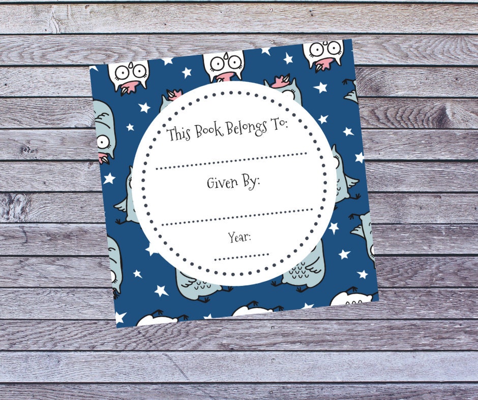 Printable Blue Owl Book Plate | This Book Belongs to | Printable Book ...